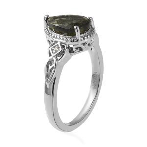 Shop LC Ct 1.5 Moldavite Engagement Ring for Women 925 Sterling Silver Platinum Plated Zircon Wedding Gifts for Women Size 8 Engagement Anniversary Wedding Promise Birthday Gifts