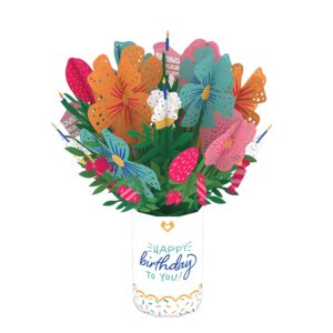 lovepop birthday paper flower bouquet, 10.25 x 7.5-3d paper flower greeting card, birthday bouquet, paper flower pop up bouquet card, floral birthday card, pop up birthday card