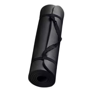 black yoga knee pad/mat 5/8 inch thick 15 mm - support for knees, wrists, and elbows with carrying strap