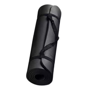 Black Yoga Knee Pad/Mat 5/8 inch thick 15 mm - Support for Knees, Wrists, and Elbows with Carrying Strap