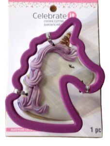 celebrate it grippy plastic unicorn cookie cutter - 3.5" w x 4.25" t