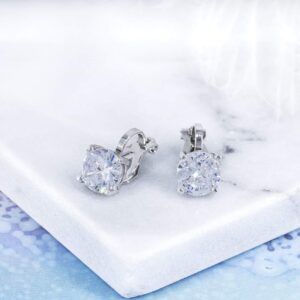 YOQUCOL 2 Pairs Clip On Earrings 8MM Cubic Zirconia Crystal Non Pierced Clip On Stud Earrings For Women