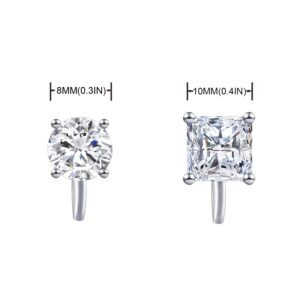 YOQUCOL 2 Pairs Clip On Earrings 8MM Cubic Zirconia Crystal Non Pierced Clip On Stud Earrings For Women