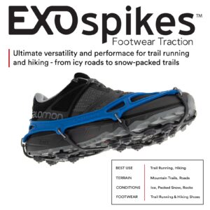 Kahtoola EXOspikes Footwear Traction for Winter Hiking & Running in Snow, Ice & Rocky Terrain - Blue - Large