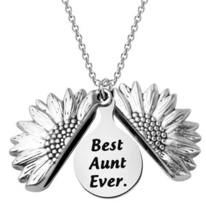 bekech aunt gift best aunt ever sunflower necklace aunt appreciation jewelry mother’s day gift for aunt from niece nephew auntie to be gift (best aunt ever)