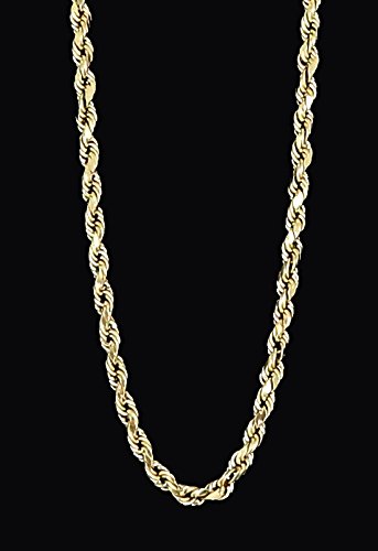 Yellow Gold Diamond Cut Rope Chain Real Solid 14k 16" to 26", 3.0mm (22)