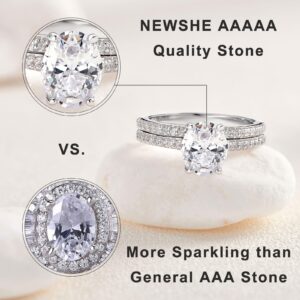 Newshe Jewellery Engagement Rings for Women Wedding Ring Set AAAAA Cz Solitaire Sterling Silver Oval 2.2Ct Size 6