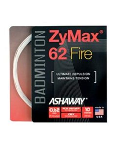 ashaway zymax 62 fire badminton string set-ivory white