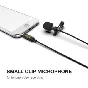 FIFINE Lavalier Lapel Microphone for iPhone Smartphone PC Computer, Mini Clip-on 3.5mm Condenser Mic Kit for Recording YouTube Video Vlog Podcast Zoom, 79 Inch Extension Cord, Omnidirectional-C2A