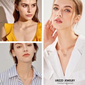 URIZZD S925 Sterling Silver Necklace for Women Cubic Zirconia Pendant Rose Gold Plated Chain Necklace Trendy Gifts for Women