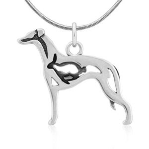 dazzling paws jewelry sterling silver whippet pendant on 18" snake chain