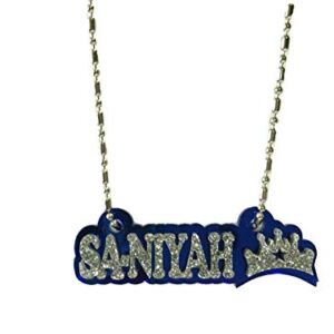 MIRROR MANIA Name Plate Custom Name Necklace Nameplate Name Laser Cut Personalized, Diamond Look Letters with Color Choice Back, Chain and Design, Made To Order Any Name - Dazzling and Stunning!