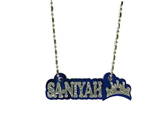 MIRROR MANIA Name Plate Custom Name Necklace Nameplate Name Laser Cut Personalized, Diamond Look Letters with Color Choice Back, Chain and Design, Made To Order Any Name - Dazzling and Stunning!