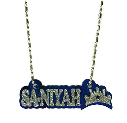 MIRROR MANIA Name Plate Custom Name Necklace Nameplate Name Laser Cut Personalized, Diamond Look Letters with Color Choice Back, Chain and Design, Made To Order Any Name - Dazzling and Stunning!