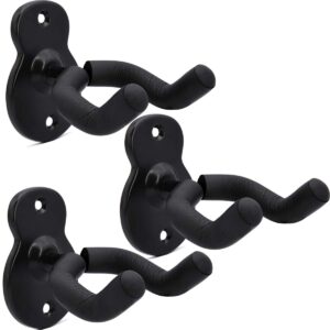 wogod guitar wall mount hangers 3 pack, guitar style wall holders hooks stands for acoustic electric bass classical ukulele guitars