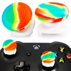 playrealm fps thumbstick extender rubber silicone grip cover 2 sets for xbox series x/s & xbox one controller(rainbow)