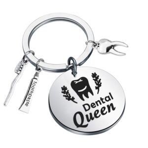 wsnang dentist gifts dental queen keychain dental assistant graduation gift dental hygienist jewelry for women (dental queen keychain)