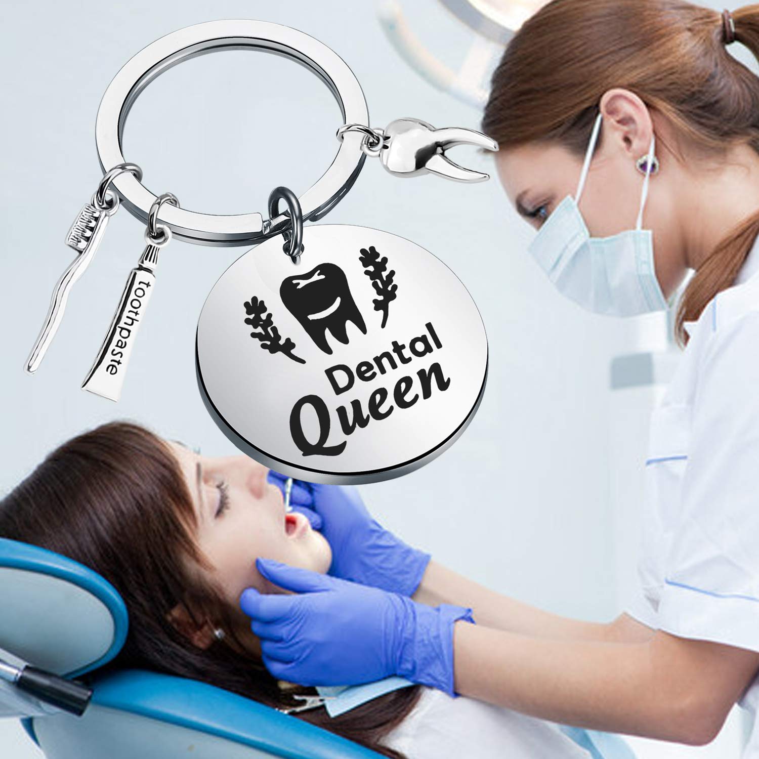 WSNANG Dentist Gifts Dental Queen Keychain Dental Assistant Graduation Gift Dental Hygienist Jewelry for Women (Dental Queen Keychain)