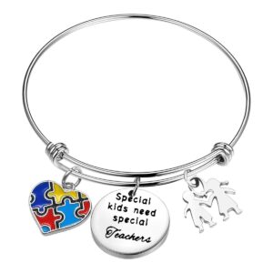 autism teacher bracelet for autism teacher gift for autism awareness bracelet autism awareness gift autism charm bangle for autism awareness educator gift jewelry for autism teachers appreciation gift