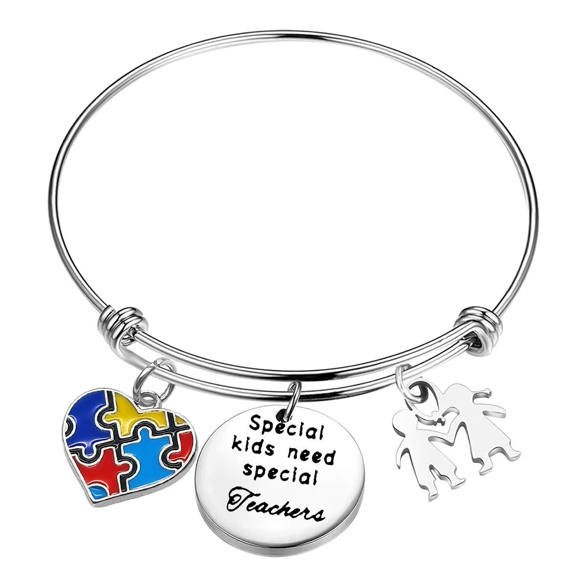 Autism Teacher Bracelet for Autism Teacher Gift for Autism Awareness Bracelet Autism Awareness Gift Autism Charm Bangle for Autism Awareness Educator Gift Jewelry for Autism Teachers Appreciation Gift