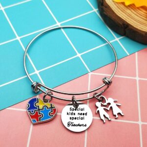 Autism Teacher Bracelet for Autism Teacher Gift for Autism Awareness Bracelet Autism Awareness Gift Autism Charm Bangle for Autism Awareness Educator Gift Jewelry for Autism Teachers Appreciation Gift