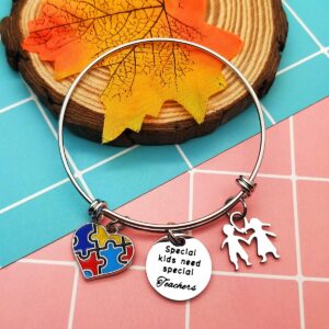 Autism Teacher Bracelet for Autism Teacher Gift for Autism Awareness Bracelet Autism Awareness Gift Autism Charm Bangle for Autism Awareness Educator Gift Jewelry for Autism Teachers Appreciation Gift