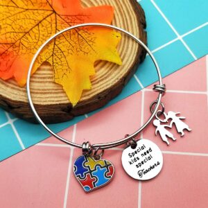 Autism Teacher Bracelet for Autism Teacher Gift for Autism Awareness Bracelet Autism Awareness Gift Autism Charm Bangle for Autism Awareness Educator Gift Jewelry for Autism Teachers Appreciation Gift