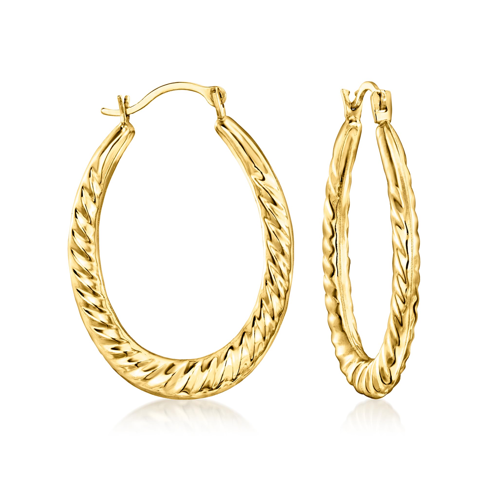 Ross-Simons 14kt Yellow Gold Twisted Oval Hoop Earrings