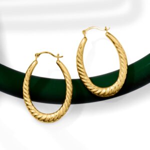 Ross-Simons 14kt Yellow Gold Twisted Oval Hoop Earrings