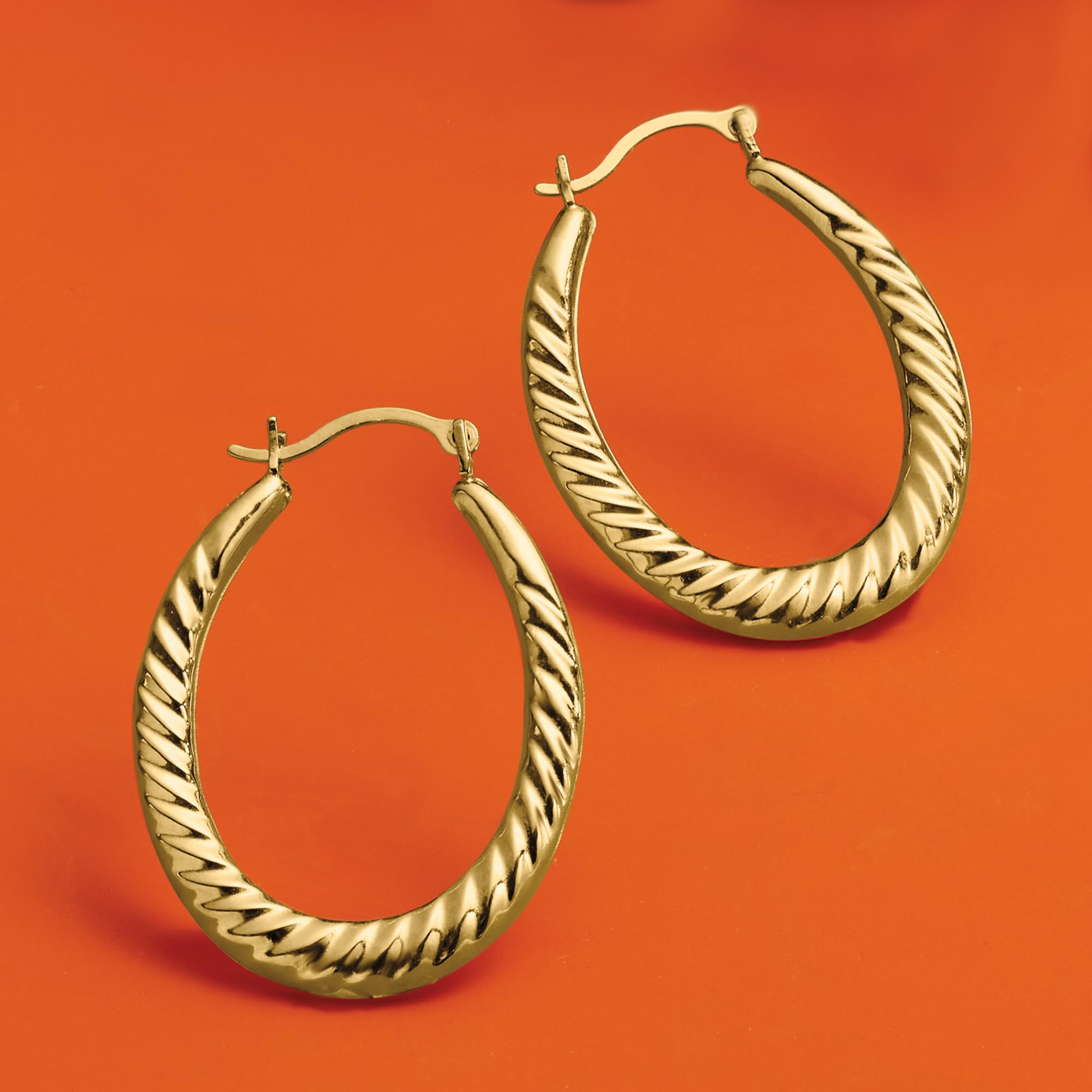 Ross-Simons 14kt Yellow Gold Twisted Oval Hoop Earrings