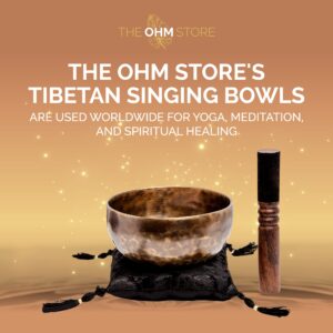 Large Tibetan Singing Bowl Set by Ohm Store — Deep Tone, Pure Bronze Meditation Sound Bath Instrument Handcrafted in Nepal — Tiger Sound Bowl 6 Inch