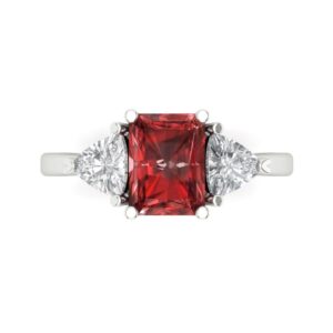 clara pucci 3.0 carat emerald cut 3 stone solitaire natural garnet designer anniversary bridal engagement ring 14k white gold size 5