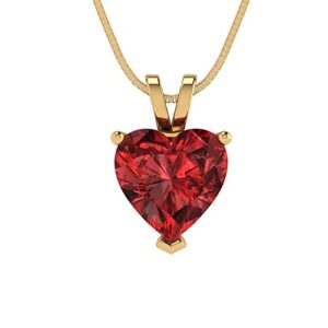 clara pucci 2.0 ct heart cut solitaire pendant - genuine natural pomegranate red garnet jewelry - 16" 14k yellow gold chain - january -