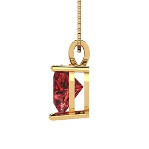 Clara Pucci 2.0 ct Heart Cut Solitaire Pendant - Genuine Natural Pomegranate Red Garnet Jewelry - 16" 14k Yellow Gold Chain - January -