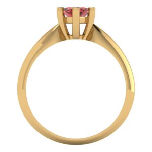 Clara Pucci 0.9ct Marquise Cut Solitaire Crimson Deep Red Garnet Bridal Designer Wedding art deco Anniversary Ring 14k Yellow Gold