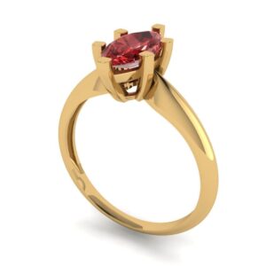 Clara Pucci 0.9ct Marquise Cut Solitaire Crimson Deep Red Garnet Bridal Designer Wedding art deco Anniversary Ring 14k Yellow Gold