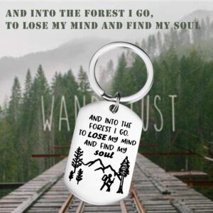 Wanderlust Keychain And Into The Forest I Go to Lose My Mind and Find My Soul Nature Lover Gift (into the forest)