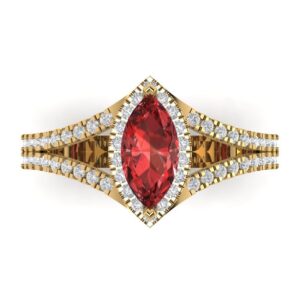 clara pucci 1.20ct marquise cut solitaire halo natural garnet engagement promise anniversary bridal ring 14k yellow gold 6.5