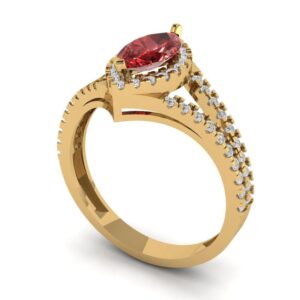 Clara Pucci 1.20ct Marquise Cut Solitaire Halo Natural Garnet Engagement Promise Anniversary Bridal Ring 14k Yellow Gold 6.5