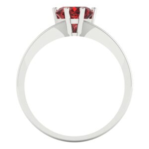 Clara Pucci 1.45ct Heart Cut Solitaire split shank Natural Scarlet Red Garnet 4-Prong Classic Statement Ring 14k White Gold for Women