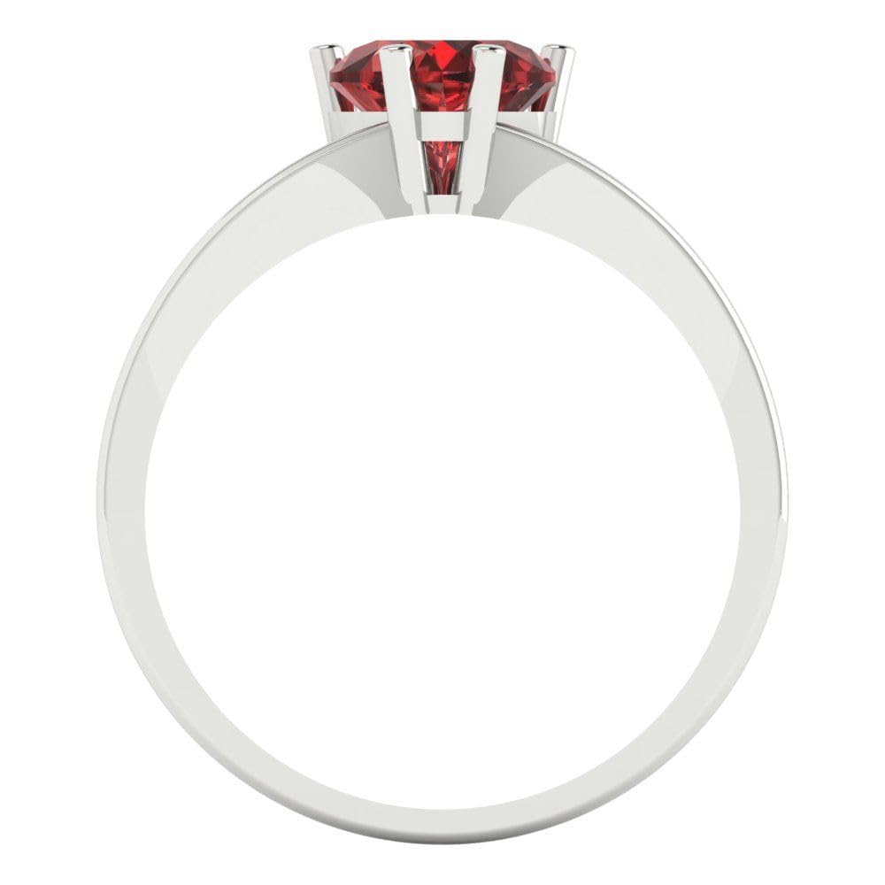 Clara Pucci 1.45ct Heart Cut Solitaire split shank Natural Scarlet Red Garnet 4-Prong Classic Statement Ring 14k White Gold for Women