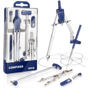 compass for geometry large, professional drawing compass metal drafting compass kit with extension bar,metal compass geometry set for geometry, drafting, math, drawing, for engineer and mathematician