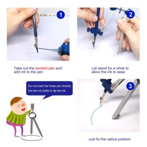 Compass for Geometry Large, Professional Drawing Compass Metal Drafting Compass Kit with Extension Bar,Metal Compass Geometry Set for Geometry, Drafting, Math, Drawing, for Engineer and Mathematician