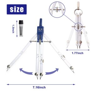 Compass for Geometry Large, Professional Drawing Compass Metal Drafting Compass Kit with Extension Bar,Metal Compass Geometry Set for Geometry, Drafting, Math, Drawing, for Engineer and Mathematician