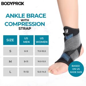 Ankle Brace for Women and Man, Ankle Compression Sleeve, Ankle Support with Adjustable Compression Strap for Sprained Ankle, Injury Recovery and More! (Large)