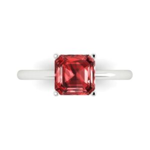 clara pucci 2.0 ct asscher cut solitaire natural garnet bridal designer anniversary engagement ring 14k white gold