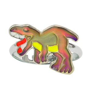 fun jewels dinosaur color change kids t-rex mood ring gift for boys girls size adjustable