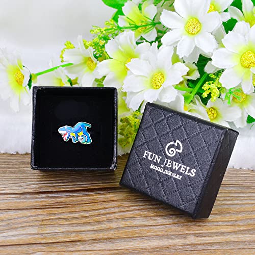 FUN JEWELS Dinosaur Color Change Kids T-Rex Mood Ring Gift for Boys Girls Size Adjustable