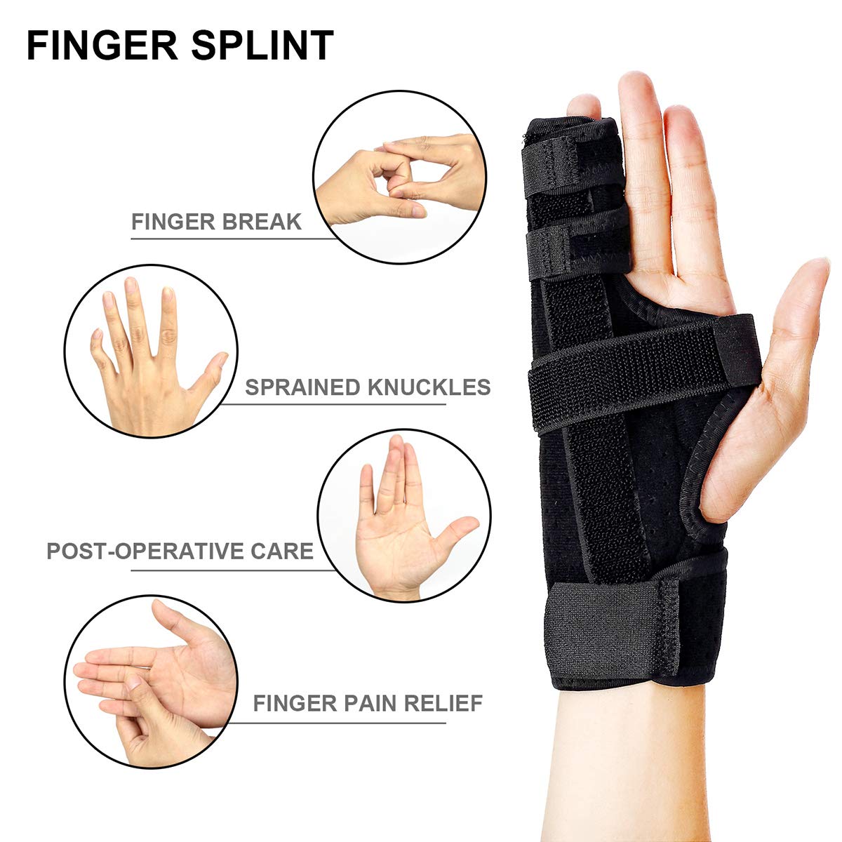 Ultrafun Two Finger Splint Medical Grade Boxer Finger Brace Support Immobilizer Cast for Broken Fingers, Injuries, Arthritis, Trigger Finger, Tendonitis and Pain Relief (Two Fingers-S/M)