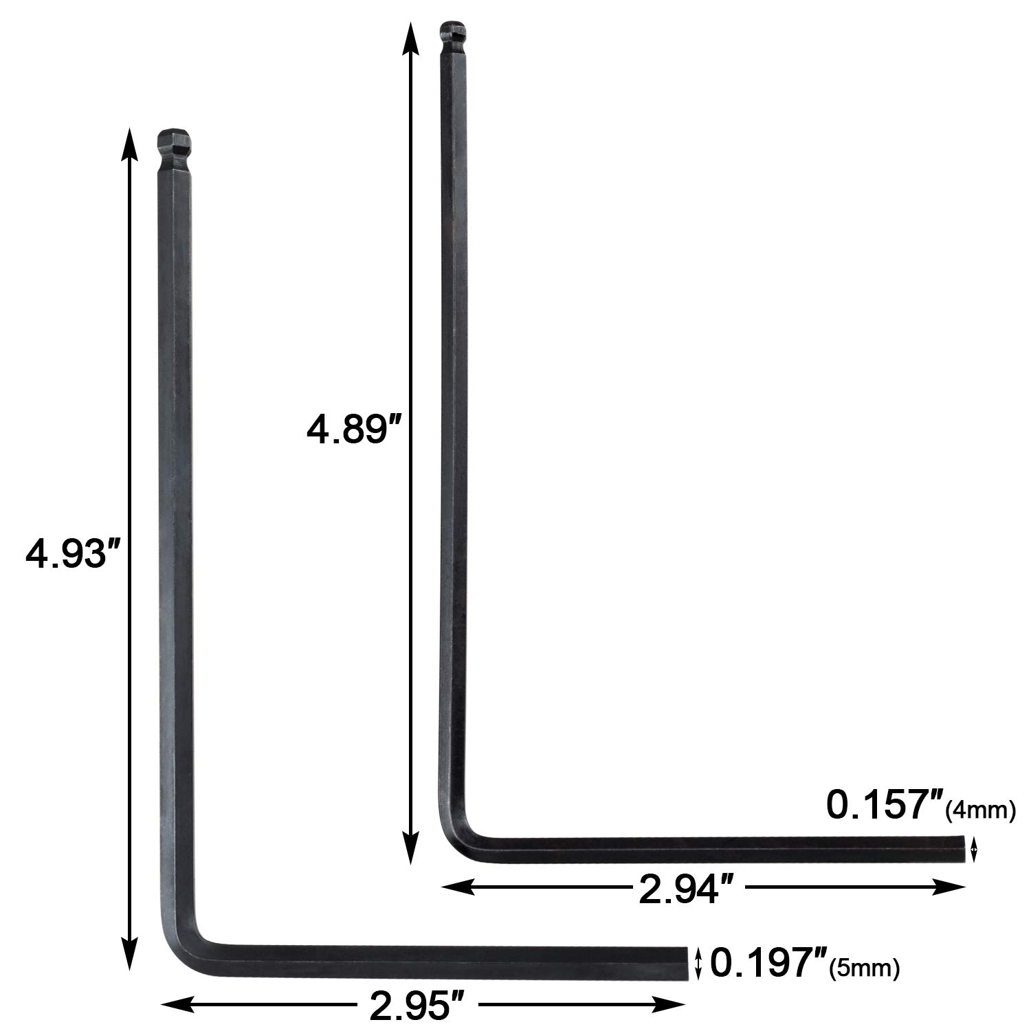 PAGOW 4mm & 5mm Guitar Truss Rod Wrench, Allen Wrench Tool Ball End for Martin Acoustic Guitar, Truss Rod Adjustment Deep or Narrow (Black)